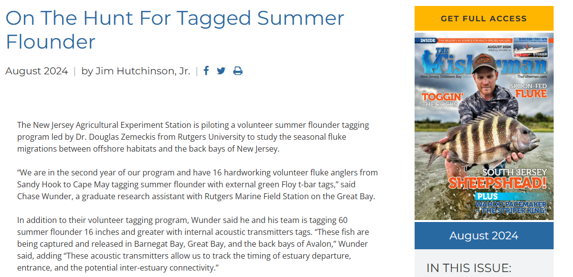 FiTREP in The Fisherman article - Borsetti Lab