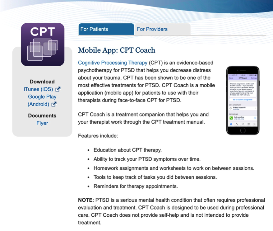 Apps – CBT for PTSD in SEd