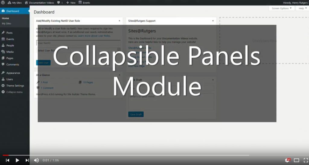 Collapsible Panels Module Thumbnail - Sites@Rutgers Documentation