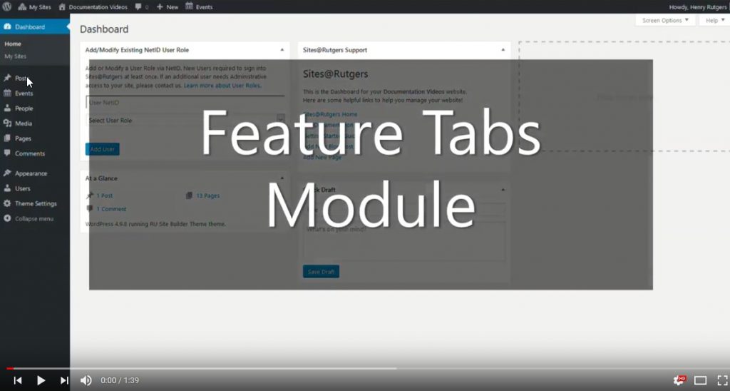 Feature Tabs Module - Sites@Rutgers Documentation
