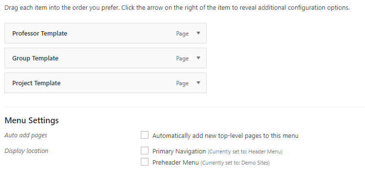 Menu Location – Sites@Rutgers Documentation