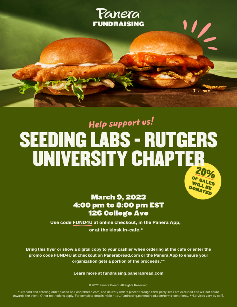 Rutgers Seeding Labs GSO Panera Fundraiser - Graduate Student Association