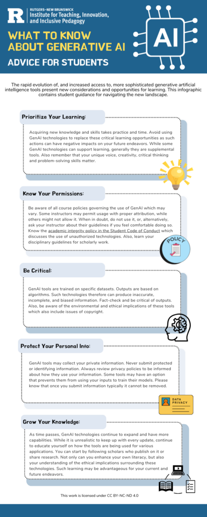 Infographic: What to Know About Generative AI: Advice for Students ...