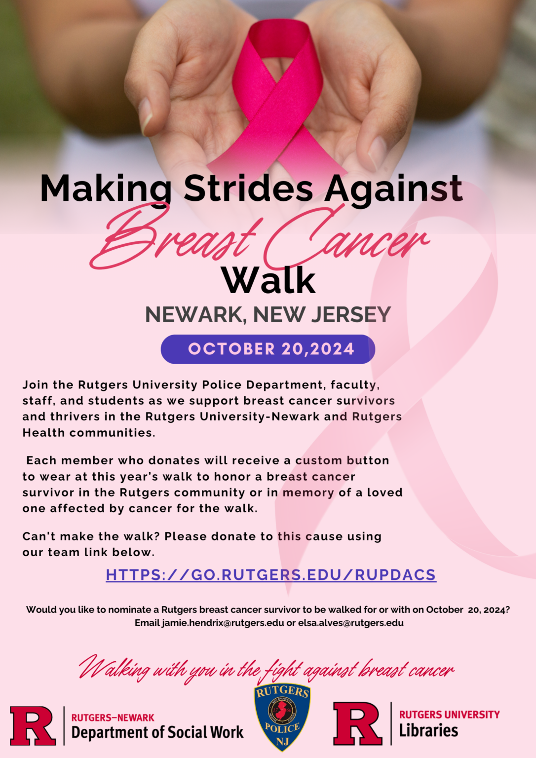 Making Strides Against Breast Cancer - October 20, 2024 - RU-N Staff ...