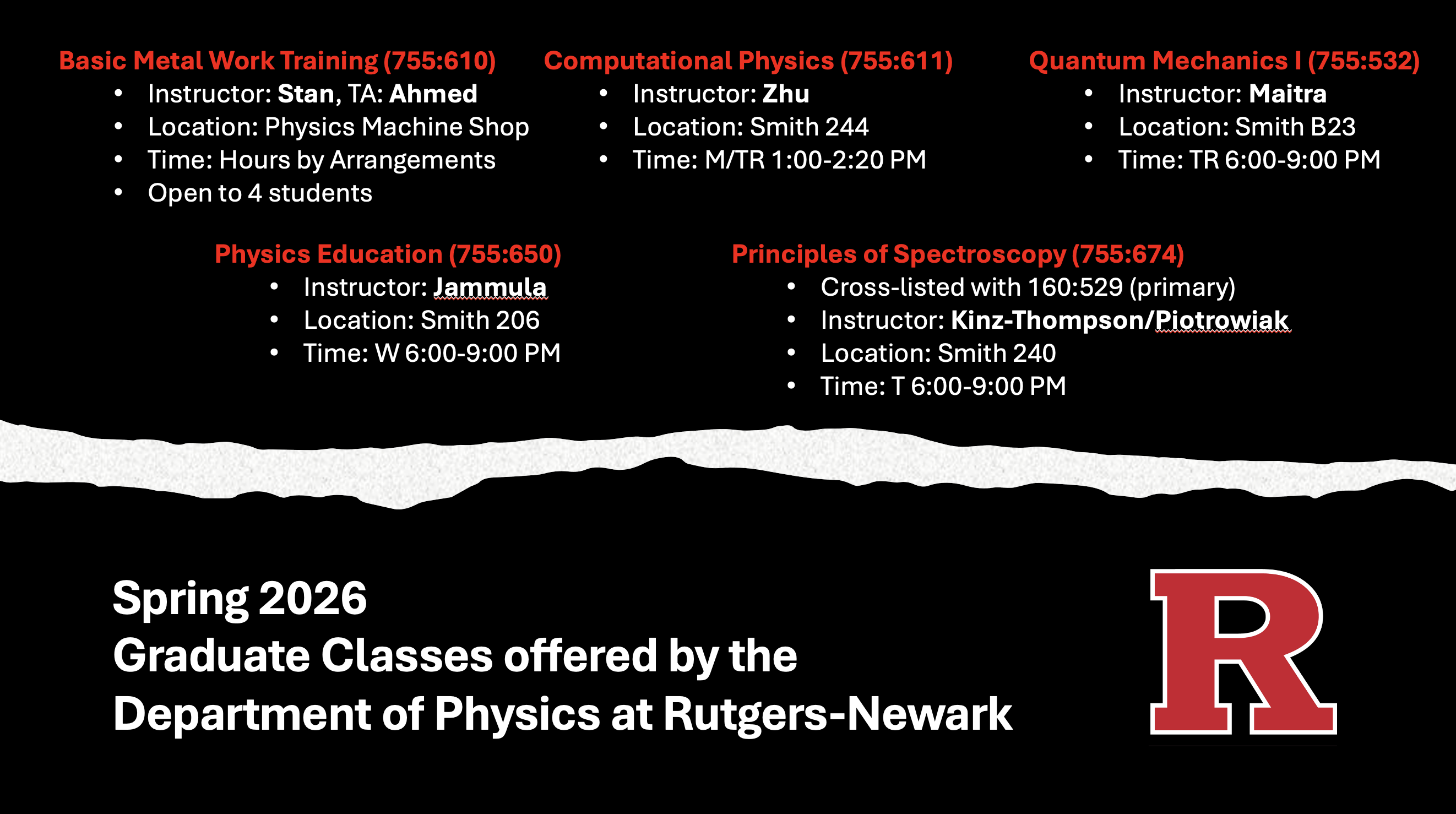 Spring 26 classes are out! - Masters Degree in Applied Physics