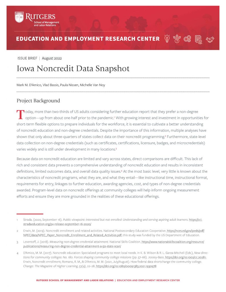 Publications – State Noncredit Data