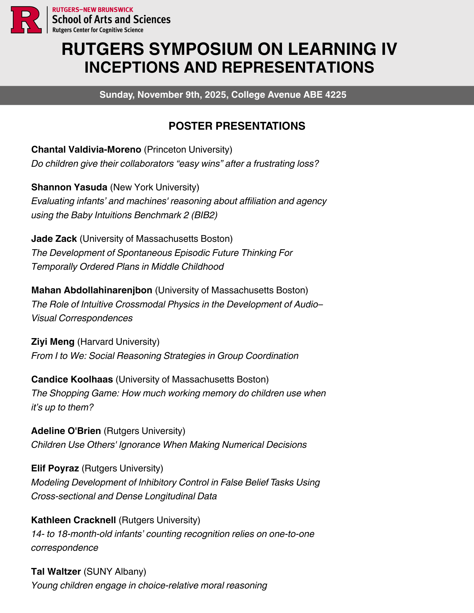 Student Poster Session - Rutgers Symposium on Learning
